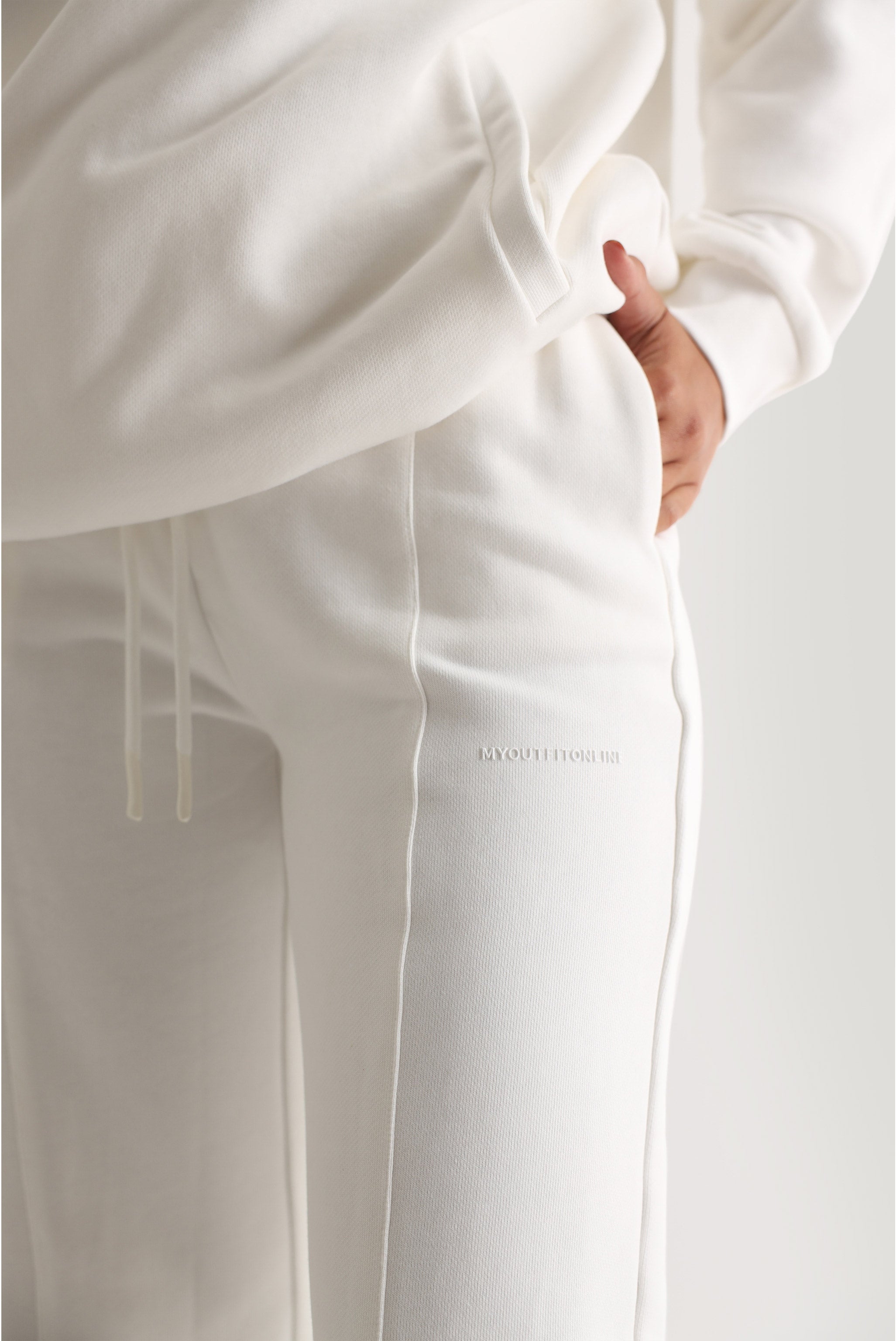 Structured Wide Leg Sweatpants - White – My Outfit Online