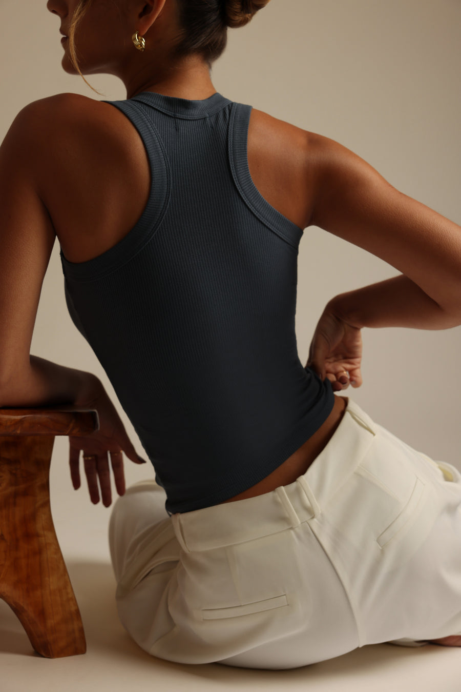 T-Shape Micro-Ribbed Tank Top - Serene – My Outfit Online